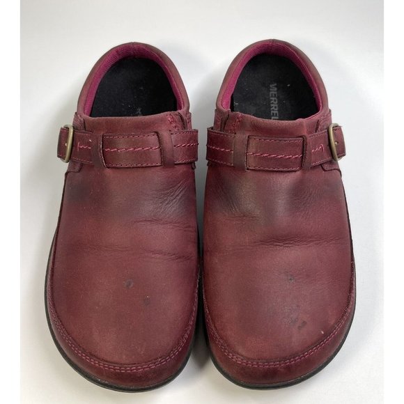 Merrell | Shoes | Merrell Womens Red Feet Mule Leather Slip On Comfort ...